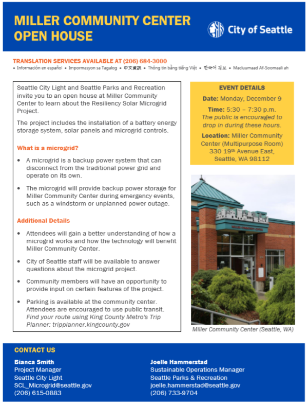 Seattle City Light and Miller Community Center host solar microgrid ...
