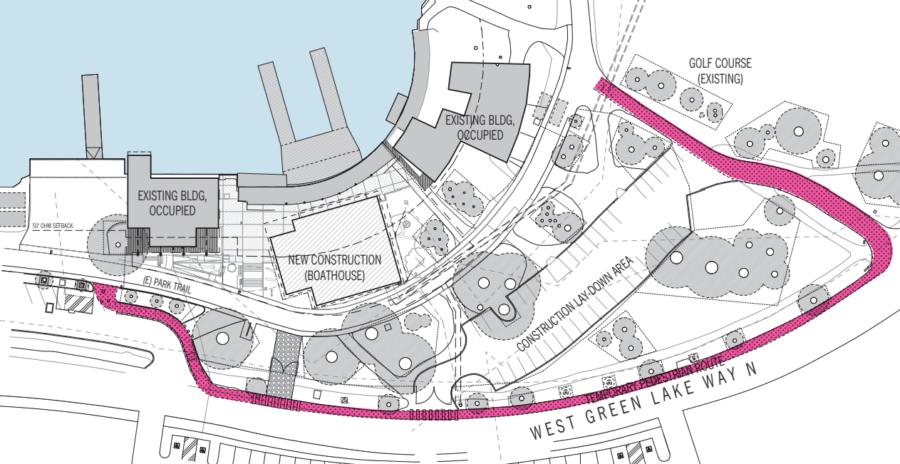 The inner loop at Green Lake detoured for construction of New Green ...